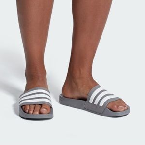 adidas | Shoes | New Mens Adidas Slides Sandals Gray White | Poshmark